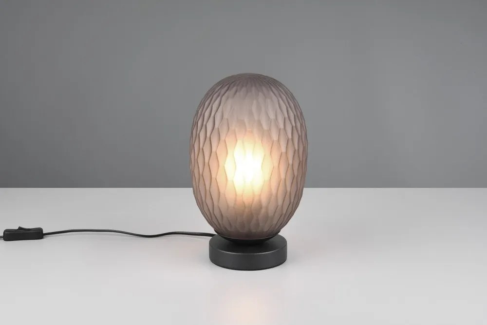 Matně černá stolní lampa se skleněným stínidlem (výška 28,5 cm) Facette – Trio