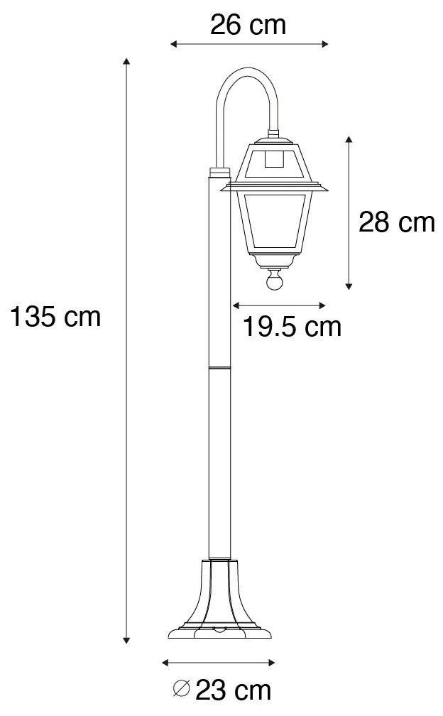 Klasická venkovní lucerna černá 135 cm IP44 - Berta