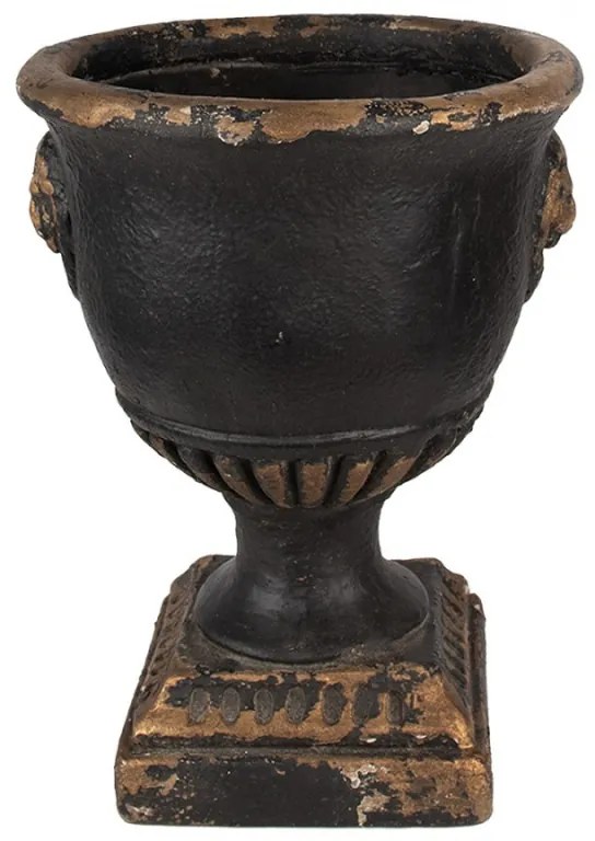 Černý obal na květináč se zlatým odřením Bart-jan – 33x42 cm