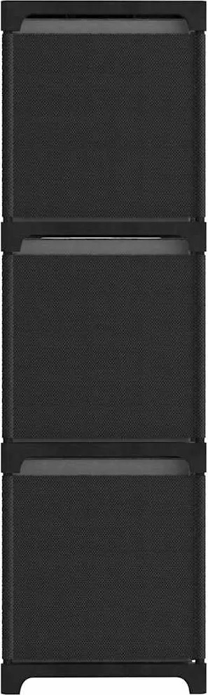 Výstavní police 9 přihrádek s boxy černá 103x30x107,5 cm textil 322611