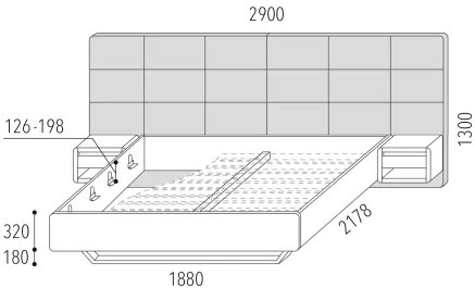 Postel Florencia, čelo oblé čalouněné 180 Domestav F123 Materiál: Buk cink, Povrchová úprava: Moření