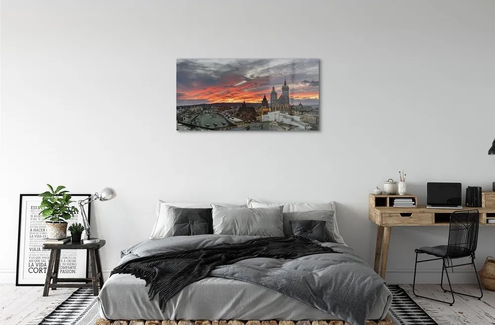 Obraz na skle Krakow Sunset panorama 125x50 cm