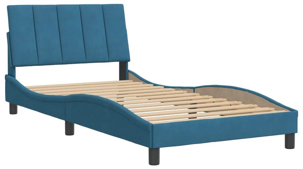 vidaXL Rám postele s čelem modrý 100 x 200 cm samet