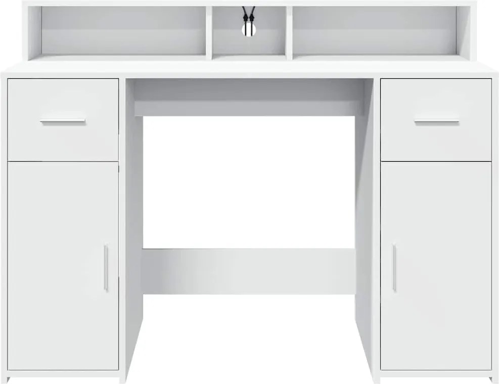 Psací stůl s LED světly bílý 120 x 55 x 91 cm kompozitní dřevo 3309411