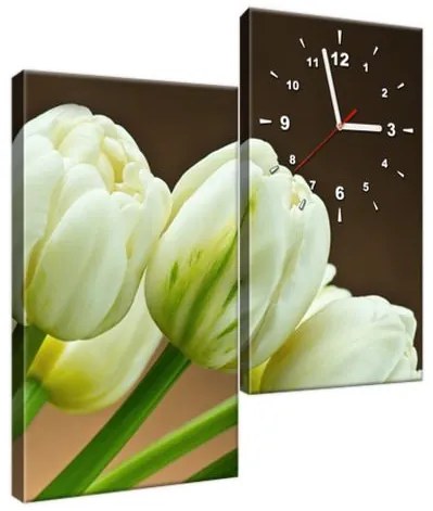 Tištěný obraz s hodinami Okouzlující bílé tulipány 30x30cm ZP1257A_1AI