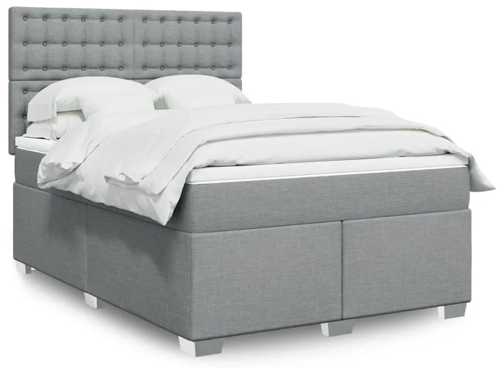 Box spring postel s matrací světle šedá 140 x 190 cm textil 3292797