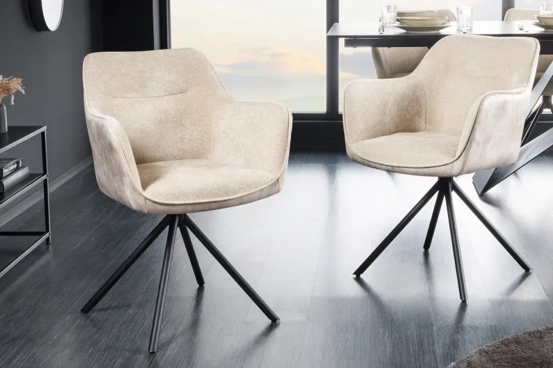 Designová otočná židle Rahiq šampaňský samet