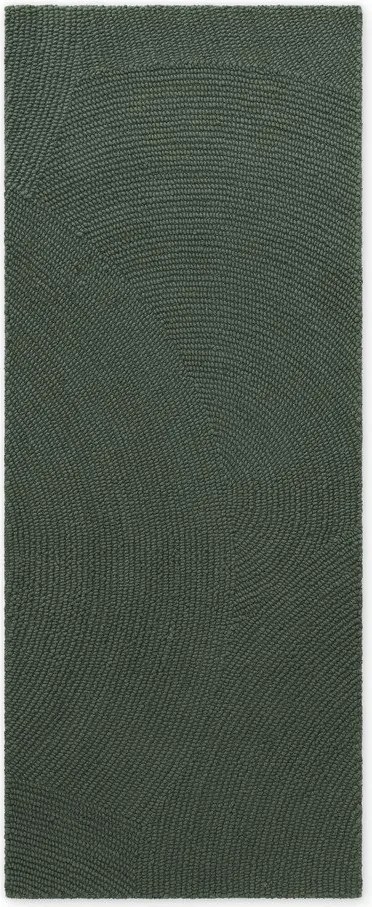 Tmavě zelený ručně tkaný vlněný běhoun 80x300 cm Calmio – Hanse Home