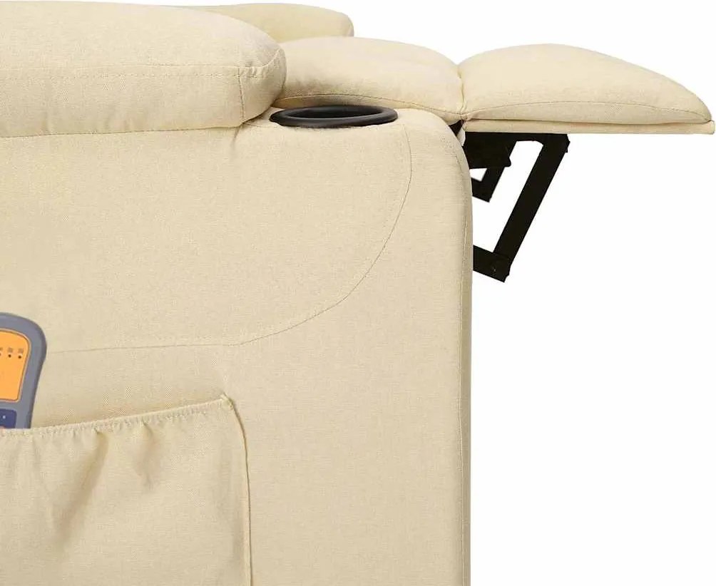 Elektrické masážní křeslo krémové textil 3098836