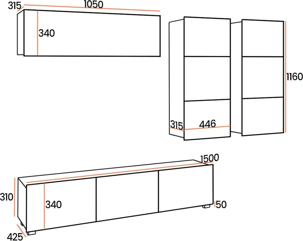 GAB Obývací stěna LORONA 6, Bílá