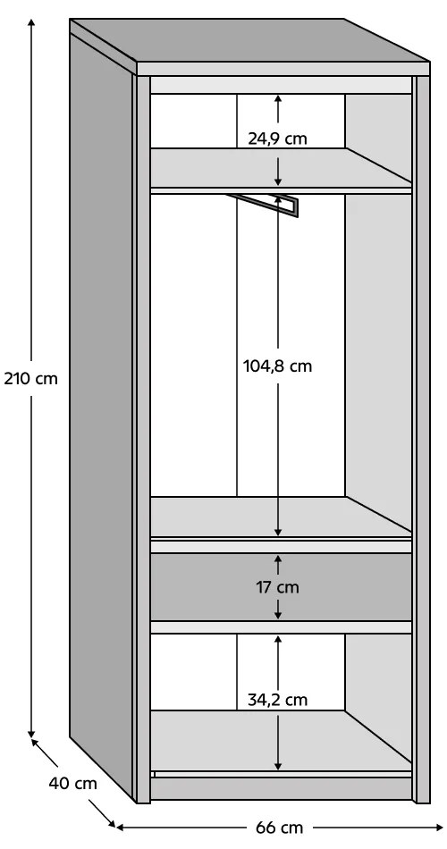 Kondela Věšáková skříň 4D1S/70, dub sonoma, NORTY TYP 22
