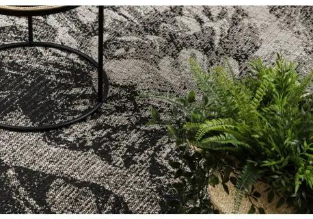 koberec SIZAL FLOORLUX 20491 KVĚTINY stříbrný / Černá velikost 140x200 cm | krásné koberce cz
