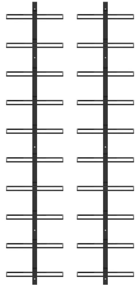 vidaXL Marketos Nástěnný stojan na víno na 20 lahví 2 ks černý kov