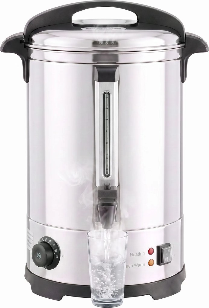 HOMCOM ohřívač vody 6,5 L, 1500 W, nerezová ocel, s termostatem, funkcí udržování teploty a výpustným kohoutkem