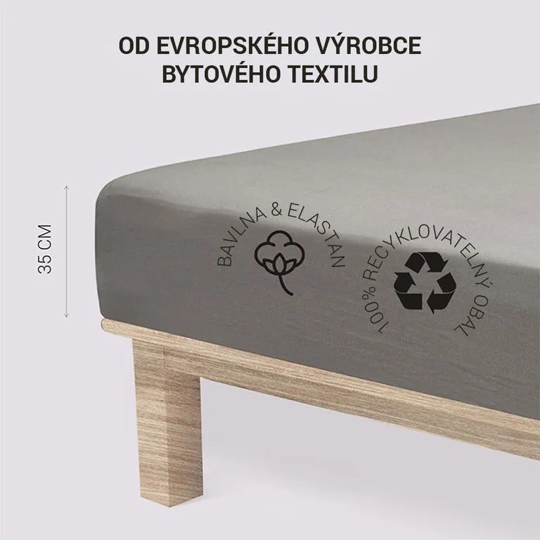Napínací prostěradlo jersey s elastanem antracitové sada 2 ks 90 x 200 cm