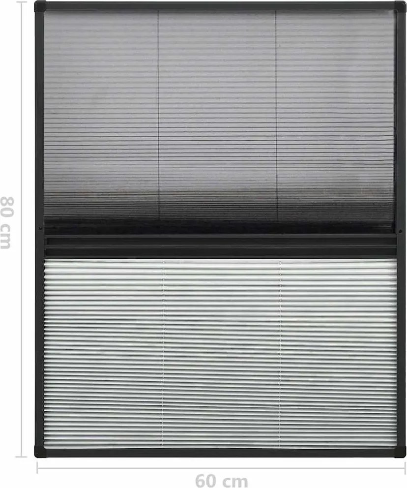 Plisovaná okenní síť proti hmyzu se zástěnou hliník 60x80 cm 148682