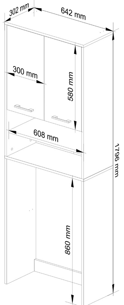 Koupelnová skříňka nad pračku FIN dub artisan