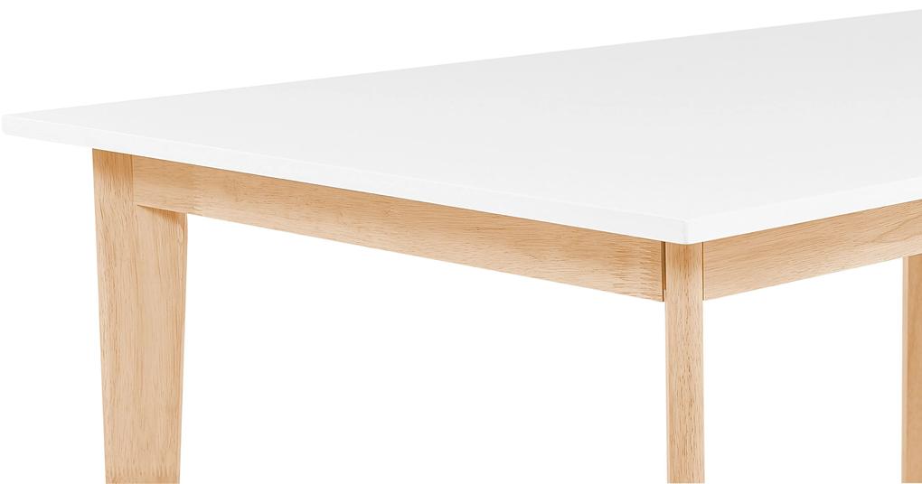 Jídelní stůl rozkládací 140/180 x 90 cm bílý se světlým dřevem SOLA Beliani