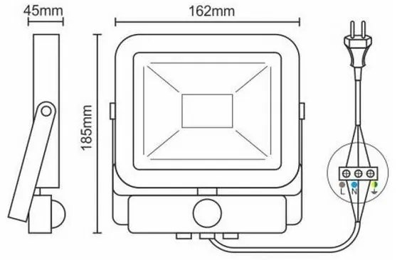 LED Reflektor se senzorem LED/20W/265V 1800lm bílá IP65