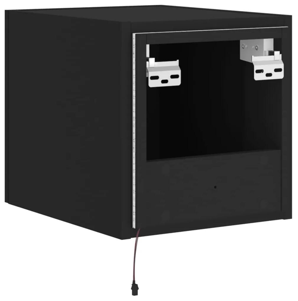 Nástěnná TV skříňka s LED osvětlením černá 30,5 x 35 x 30 cm