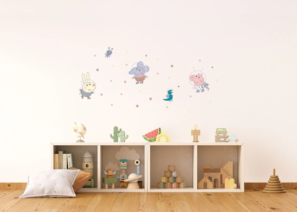 Dětská samolepka na zeď Prasátko Peppa Výlet na Měsíc | 42.5 x 65 cm | DDK1651