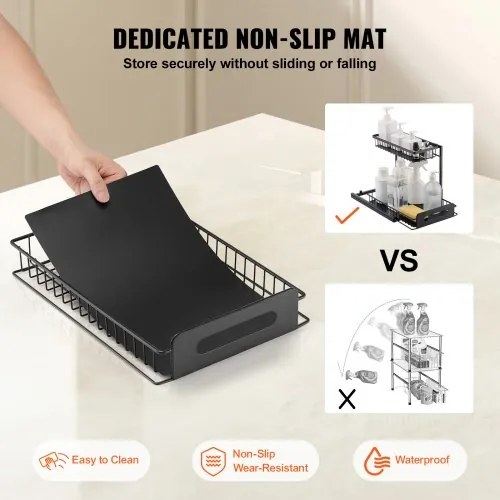 2vrstvá drátěná výsuvná skříňka pod dřezový koš Organizér 27,2 × 36,1 cm 2ks