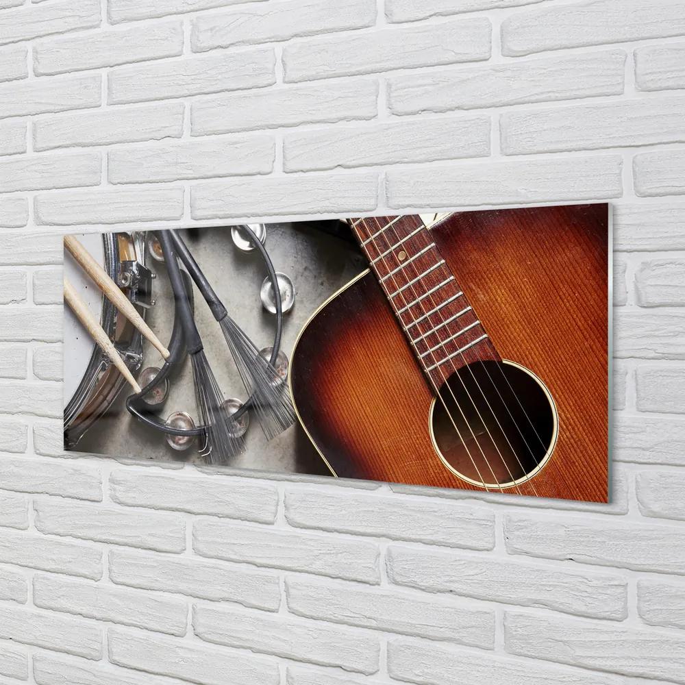 akrylový obraz Kytara Mikrofon tyčinky 120x60 cm