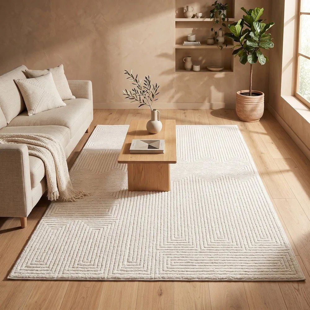 Krémový koberec 200x290 cm Labyrinth – ESTE