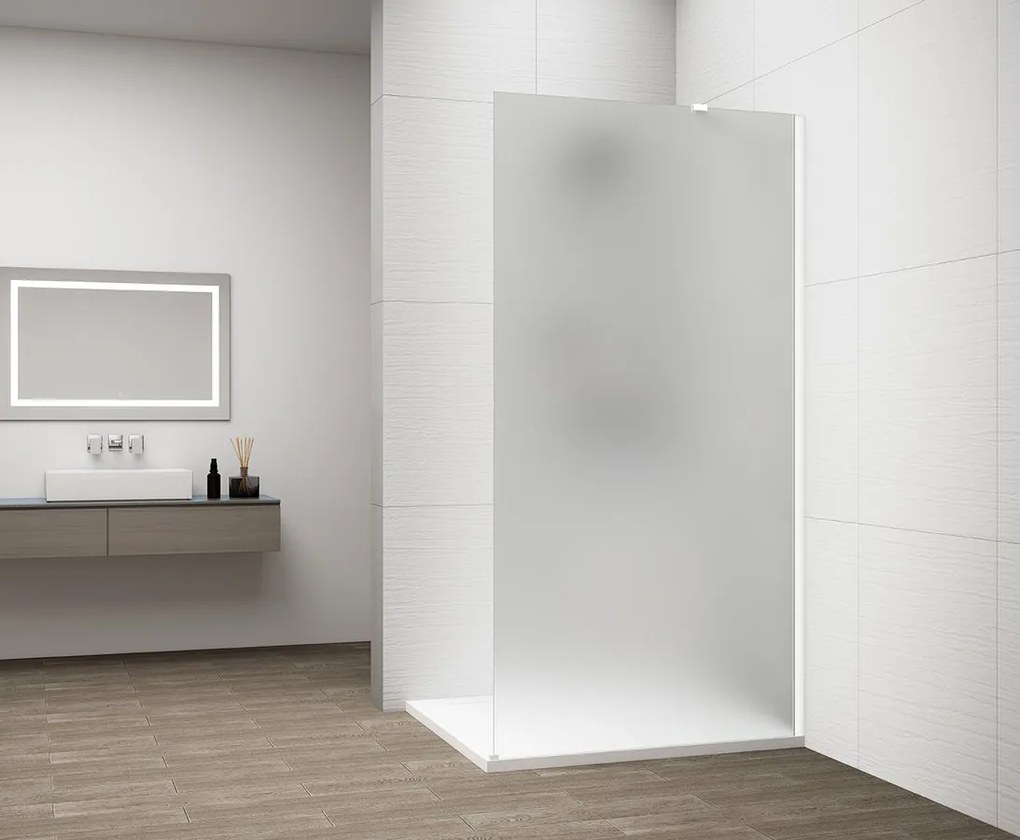 Polysan Esca White Matt jednodílná sprchová zástěna 110 x 210 cm k instalaci ke stěně bílá sklo matné ES1111-03