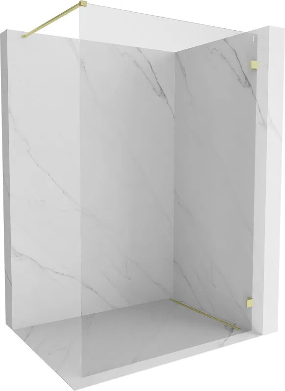 Mexen Lunar sprchová stěna pravá 140 x 200 cm, 8mm čiré sklo, zlatá matná, 830-140-000-55-00-P