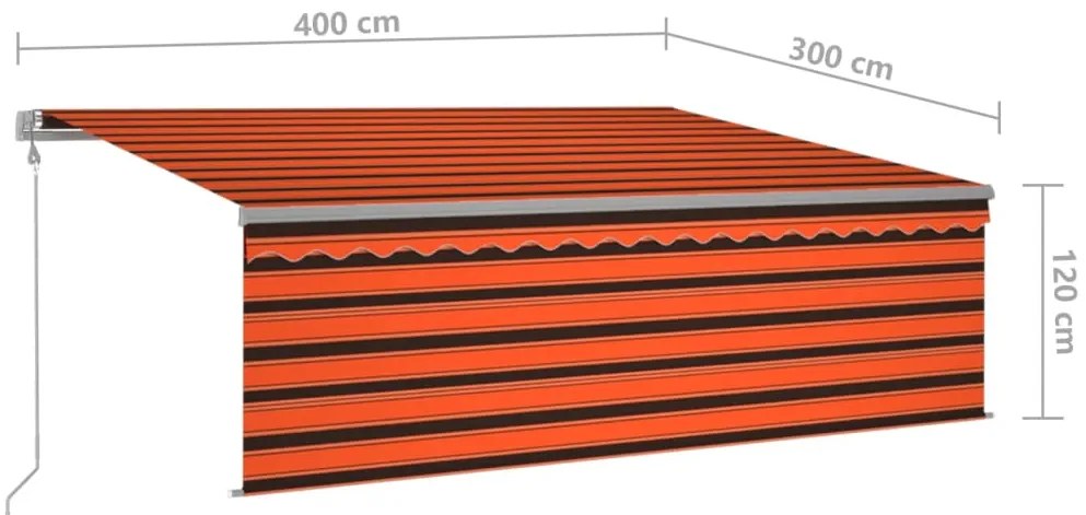 vidaXL Marketos Automatická markýza roleta LED senzor větru 4x3 m oranžovohnědá