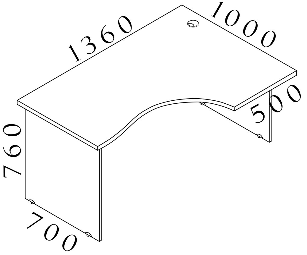 NABYTEK-DESIGNOVY.CZ - BKA18 12 - Kancelářský rohový stůl pravý Komfort, dřevěná podnož, 140x70/100x76 cm, javor
