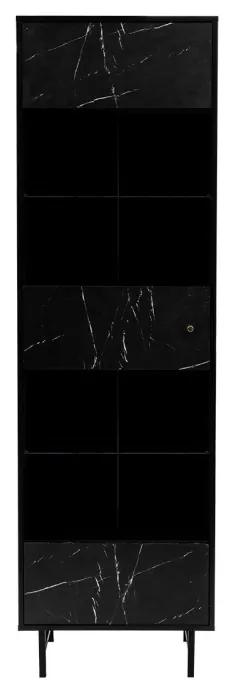 Vysoká vitrína Lukire WIT60 LK04, Barva: černá / černý mramor, Osvětlení: osvětlení LED RGB - barevné