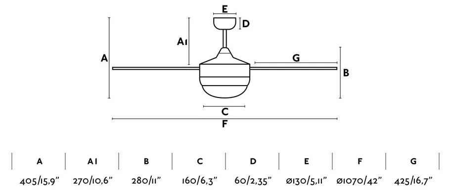 FARO MINI ICARIA 33697 42“ tmavě hnědá/mahagon/bělený dub Reverzní stropní ventilátor