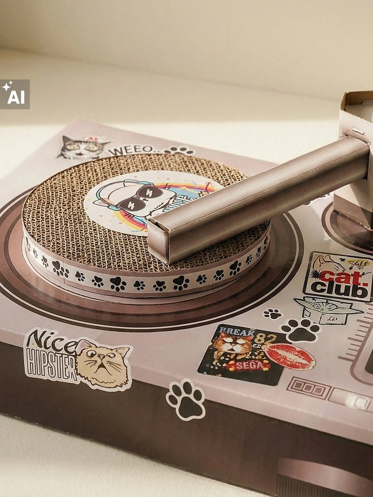 Sinsay - Kartonové škrabadlo pro kočku ve tvaru DJ konzole - krémová