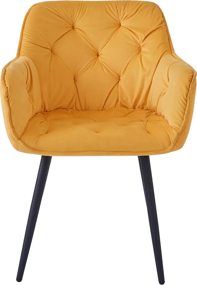 Designové křeslo TIRRA - látka Velvet, žlutá / černá