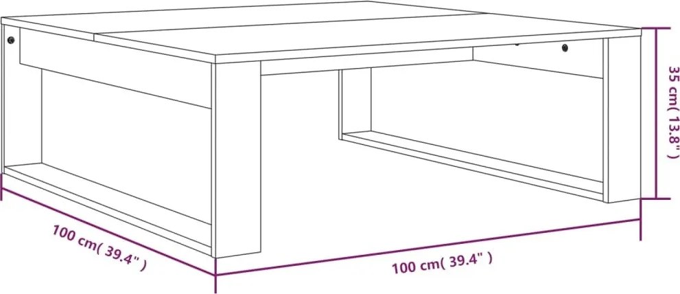 vidaXL Konferenční stolek 100 x 100 x 35 cm dřevotříska [815999] Barva: hnědý dub