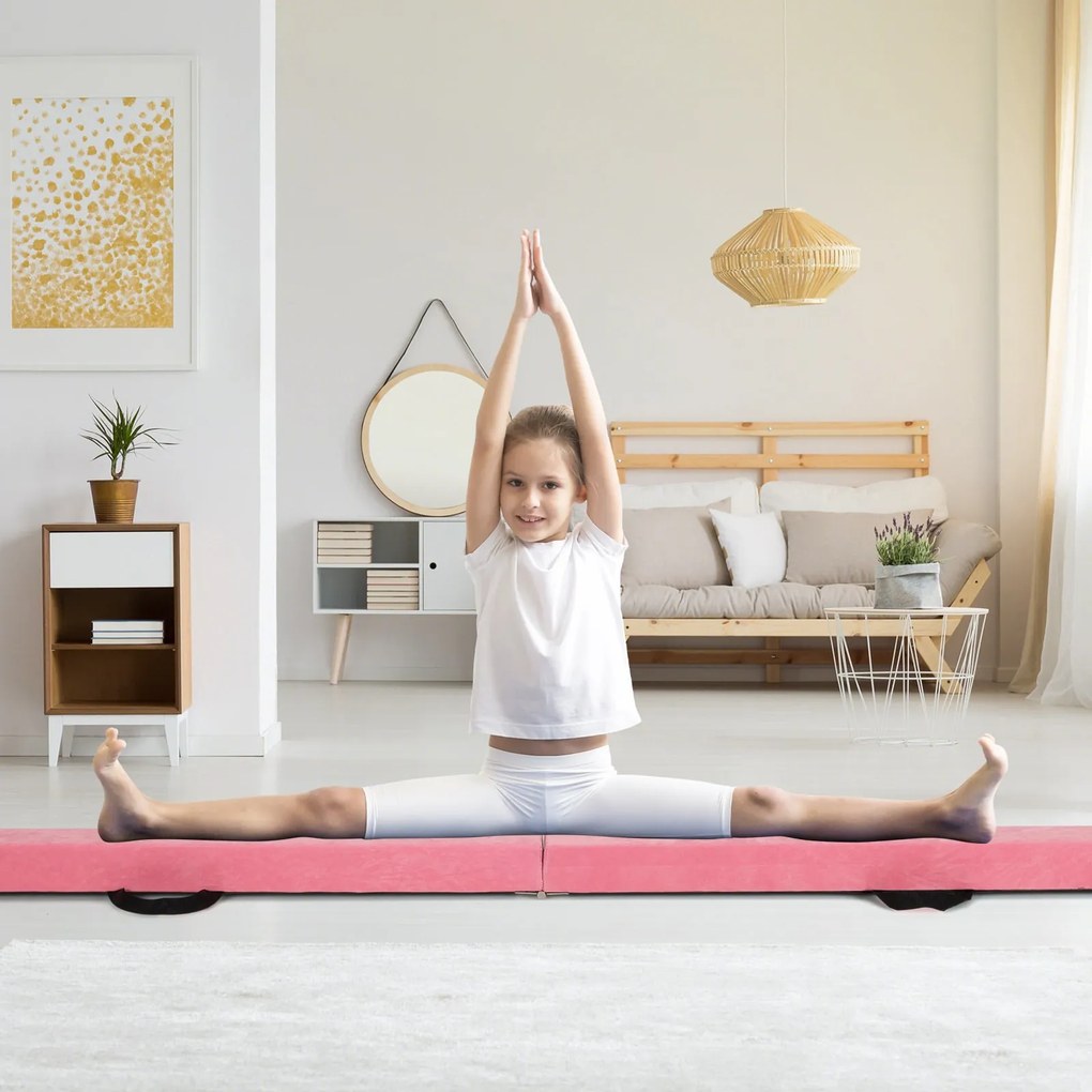 Costway 270 cm kladina dětská kladina skládací gymnastická kladina s – růžový