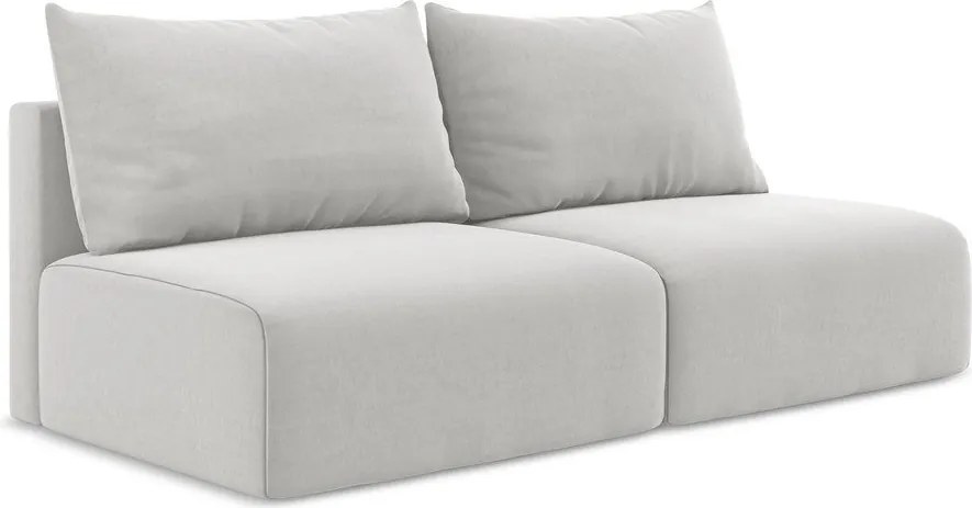 Světle šedá sametová rozkládací/s úložným prostorem pohovka 216 cm Kalena – Makamii