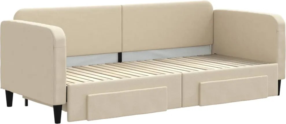 Válenda s přistýlkou a zásuvkami krémová 80 x 200 cm textil 3196851