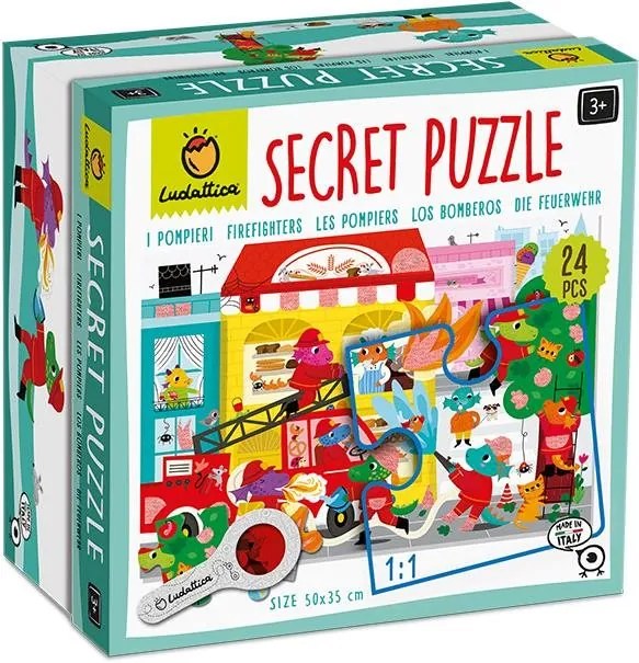 Puzzle ludattica - secret puzzle s lupou, hasiči