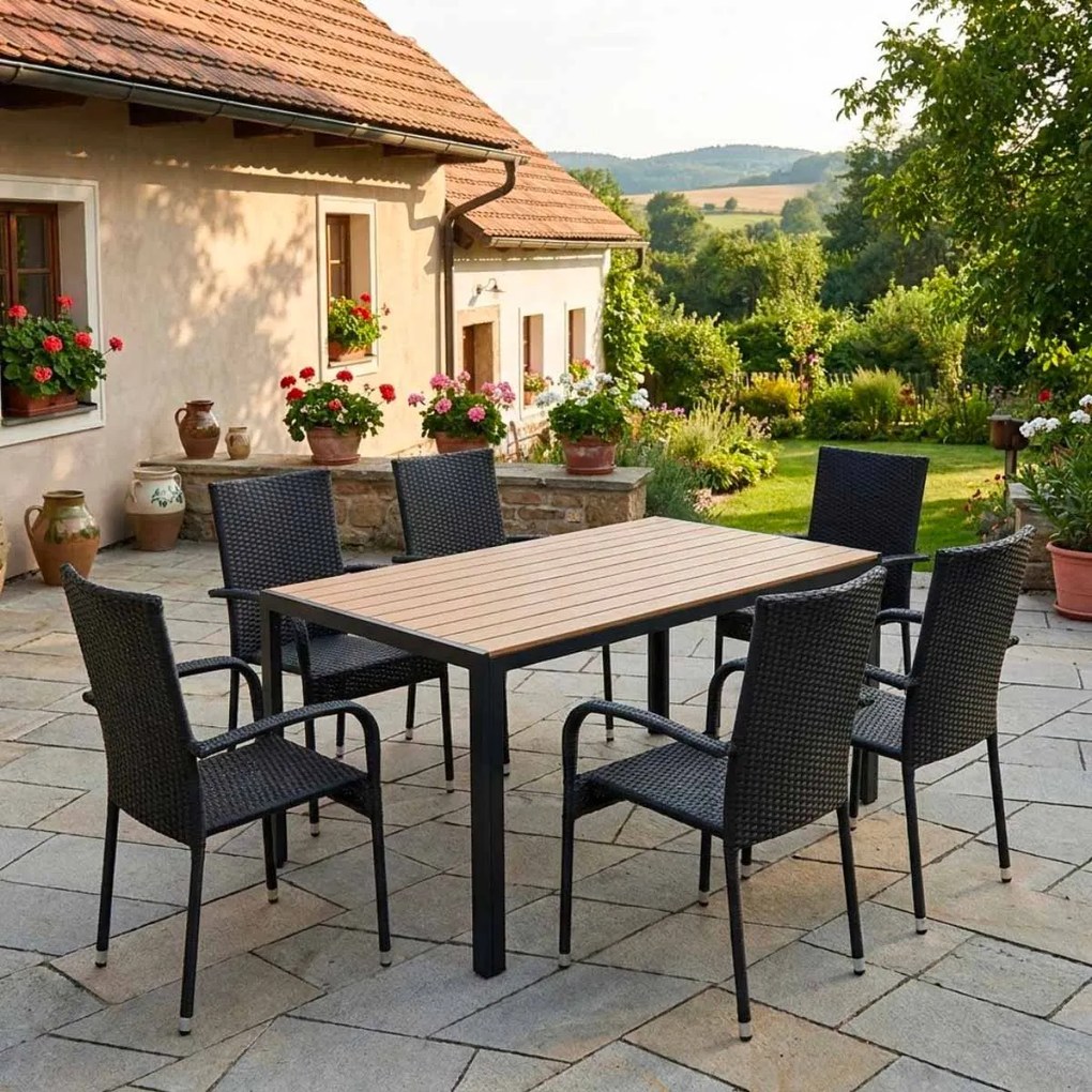 Vikio Zahradní ratanový set 150x90 pro 6 osob DT276-P přírodní