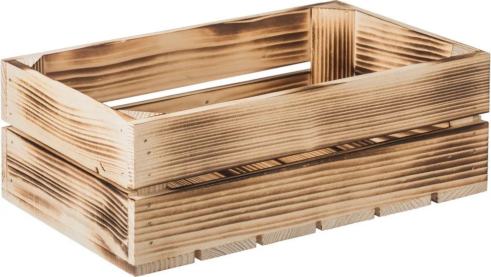 Dřevobox Opálená dřevěná bedýnka 28 x 15 x 12 cm