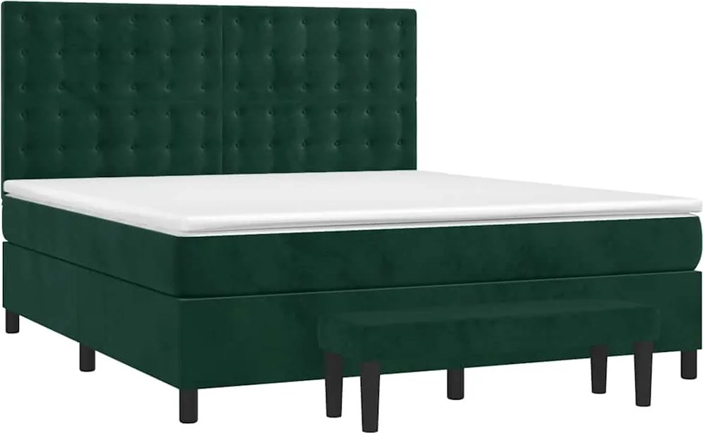 Box spring postel s matrací tmavě zelená 160x200 cm samet 3138094