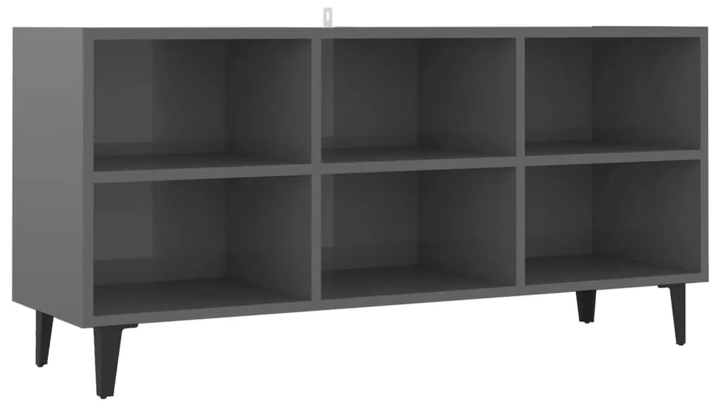 TV stolek s kovovými nohami šedý vysoký lesk 103,5 x 30 x 50 cm - Default Title