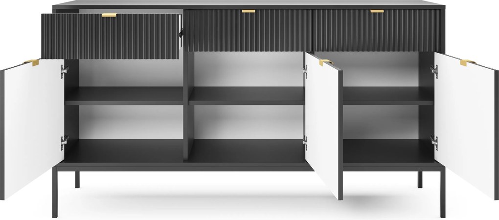 PSK Komoda NEMO KSZ154, Černá 154 cm Dekor nohou: Zlaté