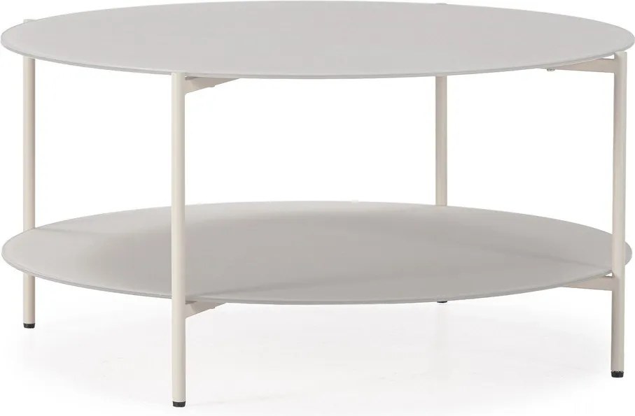 Krémový kulatý konferenční stolek se skleněnou deskou ø 83 cm Davi – MOME