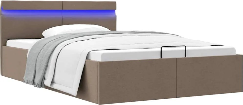 Rám postele LED s úložným prostorem taupe textil 120 x 200 cm 285626