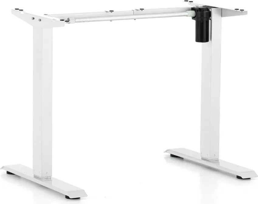 Výškově nastavitelný stůl OfficeTech A, 120 x 80 cm, bílá podnož, buk
