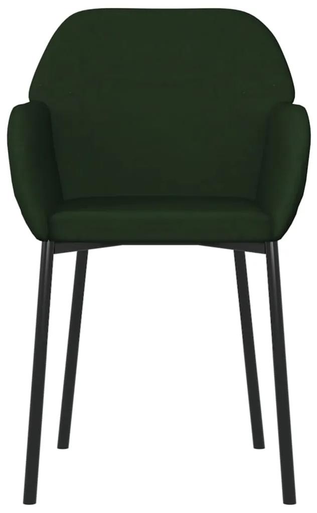 Jídelní židle 2 ks tmavě zelené samet,  344703